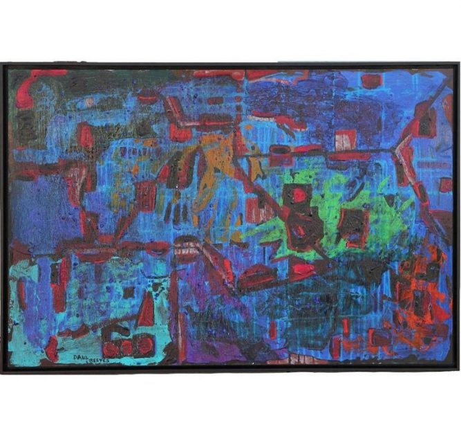 "Golgotha" Contemporary Abstract Blue Tonal Painting, 2019