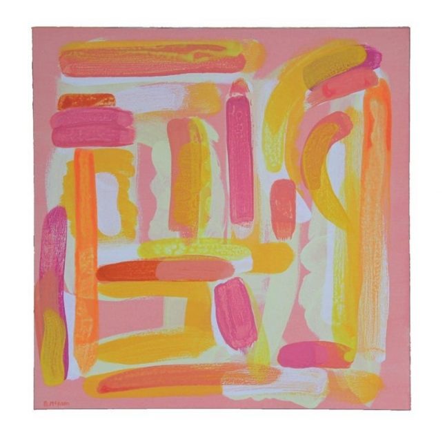 "Cuba" Pink Tonal Gestural Abstract Painting, 2018