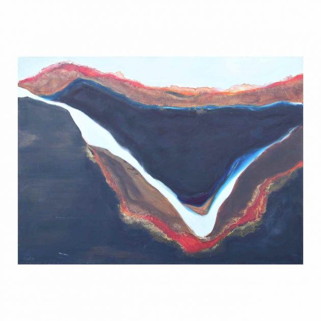 Large Modern Abstract Expressionist Color Field Black, Red and White…