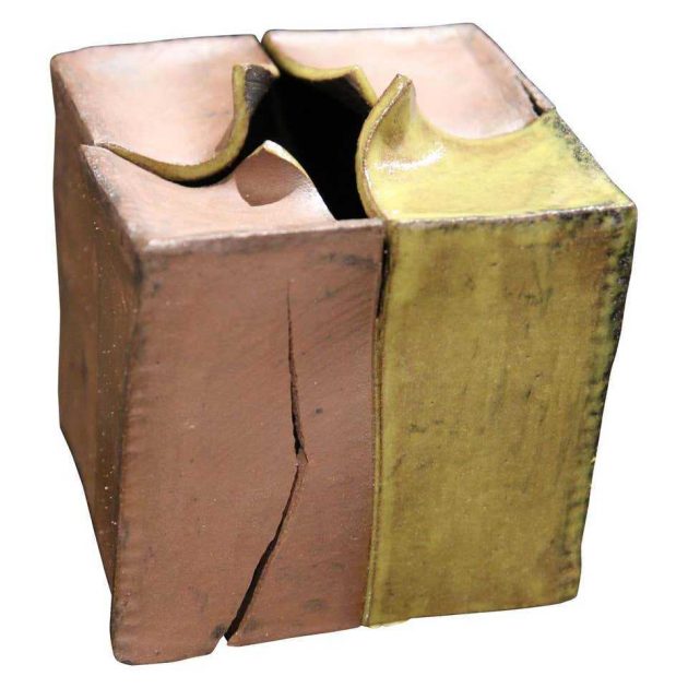 Minimal Distressed Ceramic Contemporary Box Sculpture, 2019