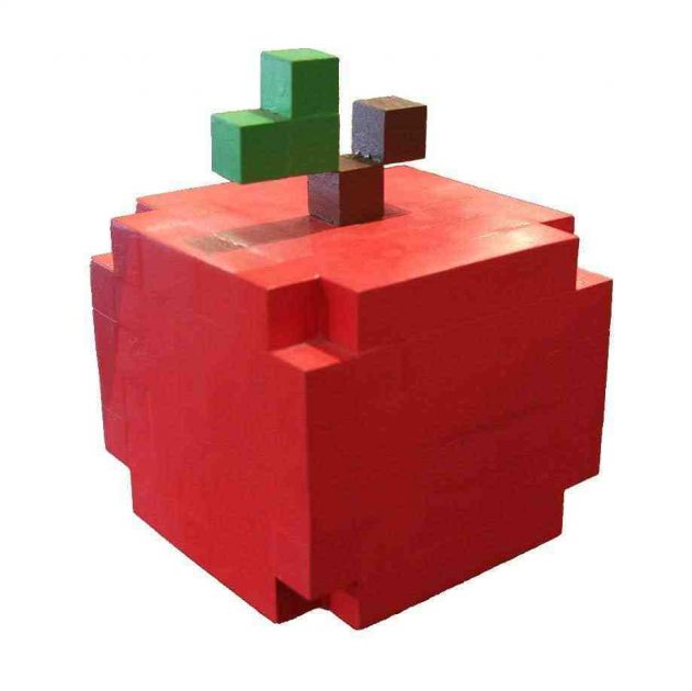 Pop Art Cubed Apple Wooden Sculpture