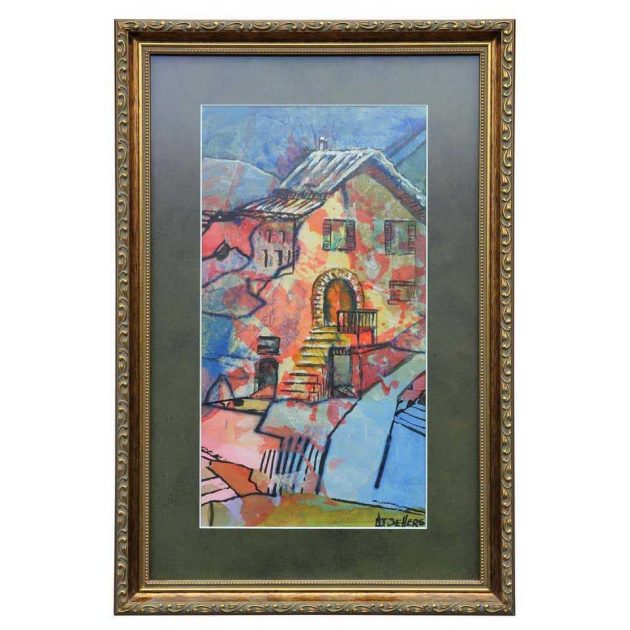 Untitled Cubist Landscape Watercolor Painting