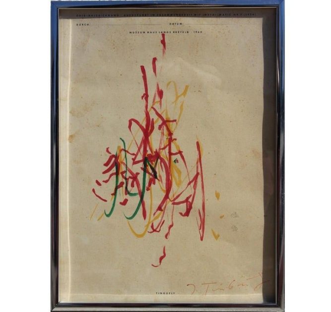 Jean Tinguely Meta-Matic Machine Drawing Hand Signed, 1959