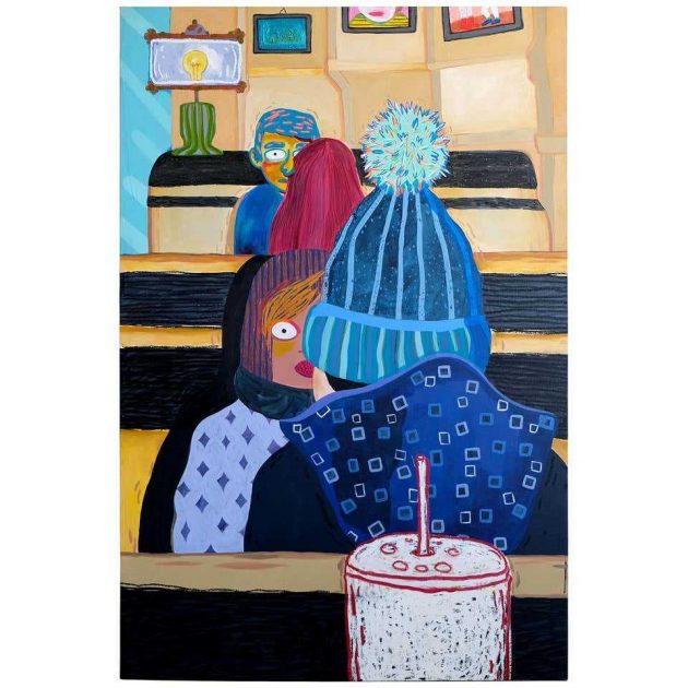 "Shake Shack" Large Abstract Contemporary Crowded Restaurant Portrait…