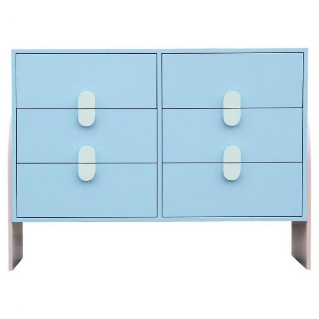 Custom Memphis Style Pastel 6 Drawer Post Modern Dresser / Chest