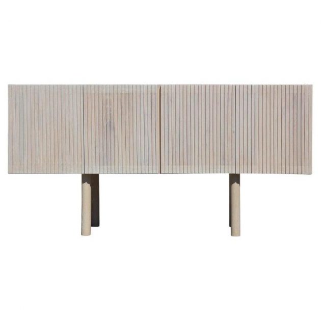 Custom Contemporary White Stained Oak Fluted Front Modern Sideboard