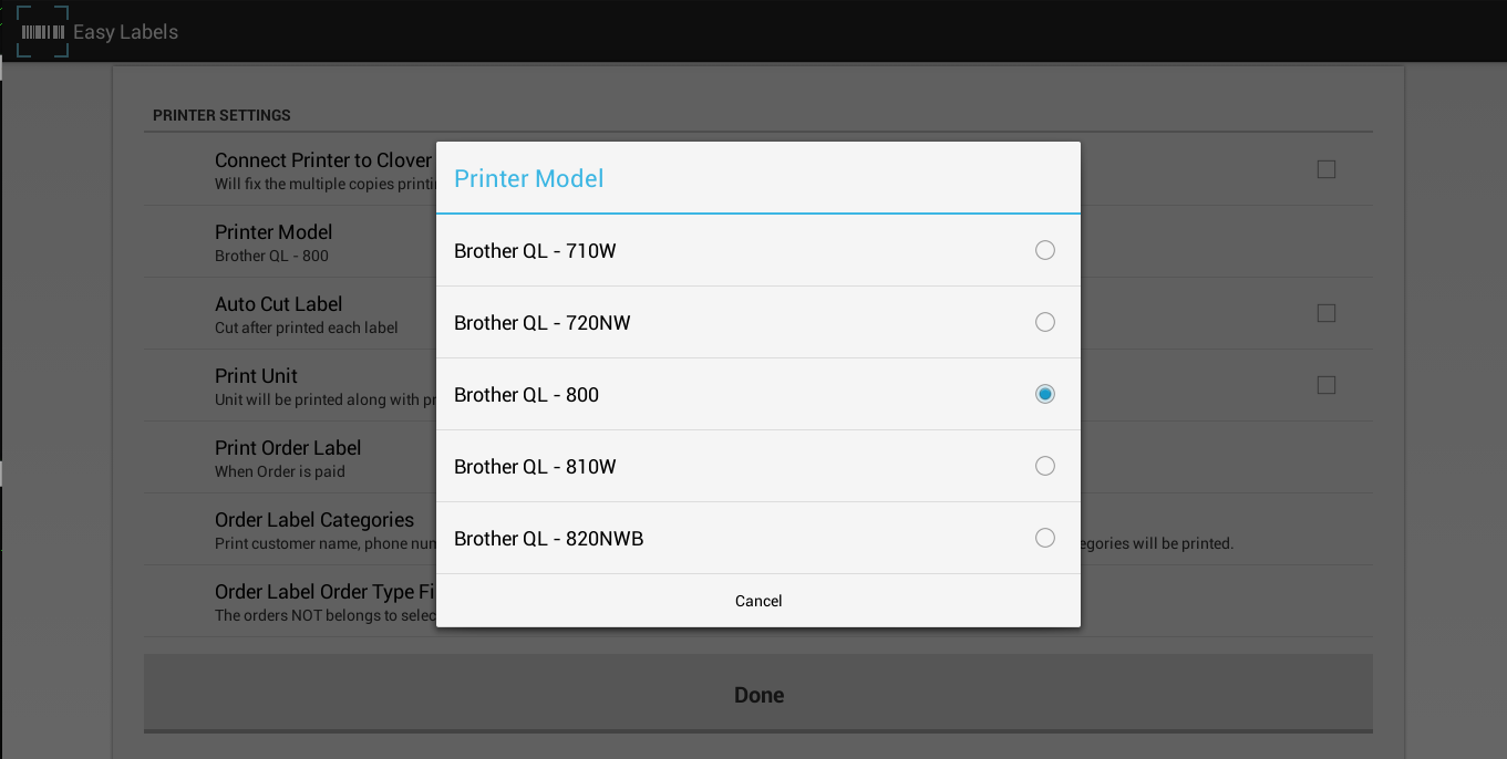 Easy Label Setup – Support