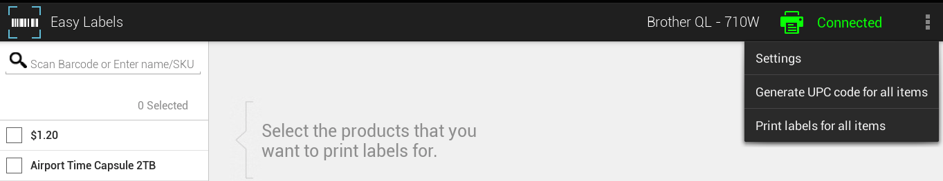 Easy Label Setup – Support