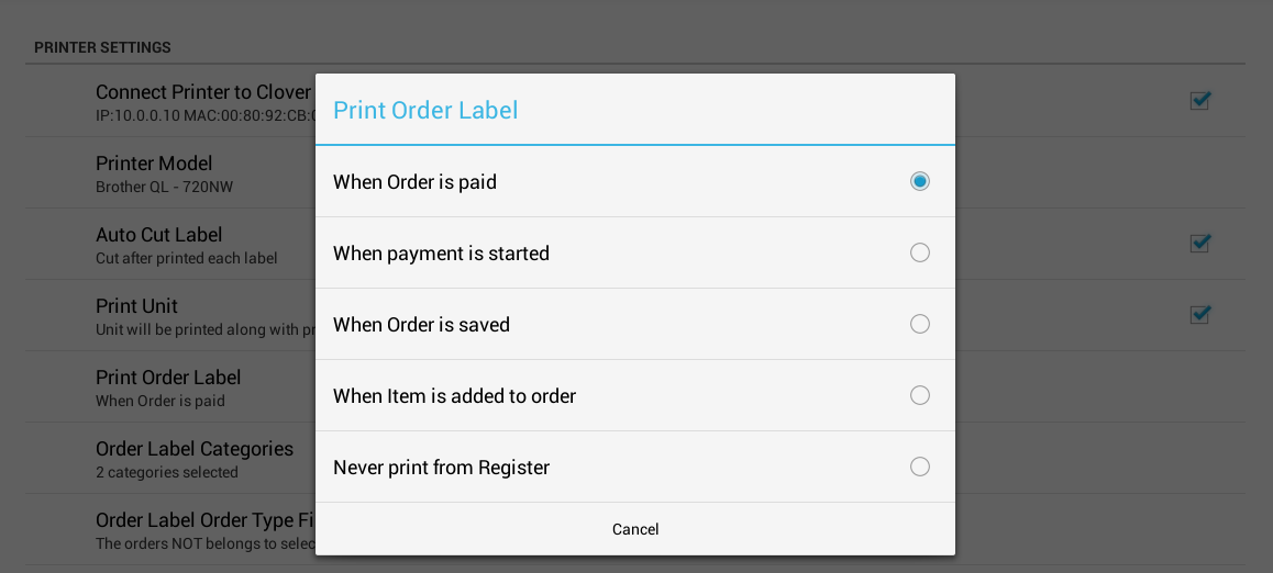 Order Labels Setup – Support