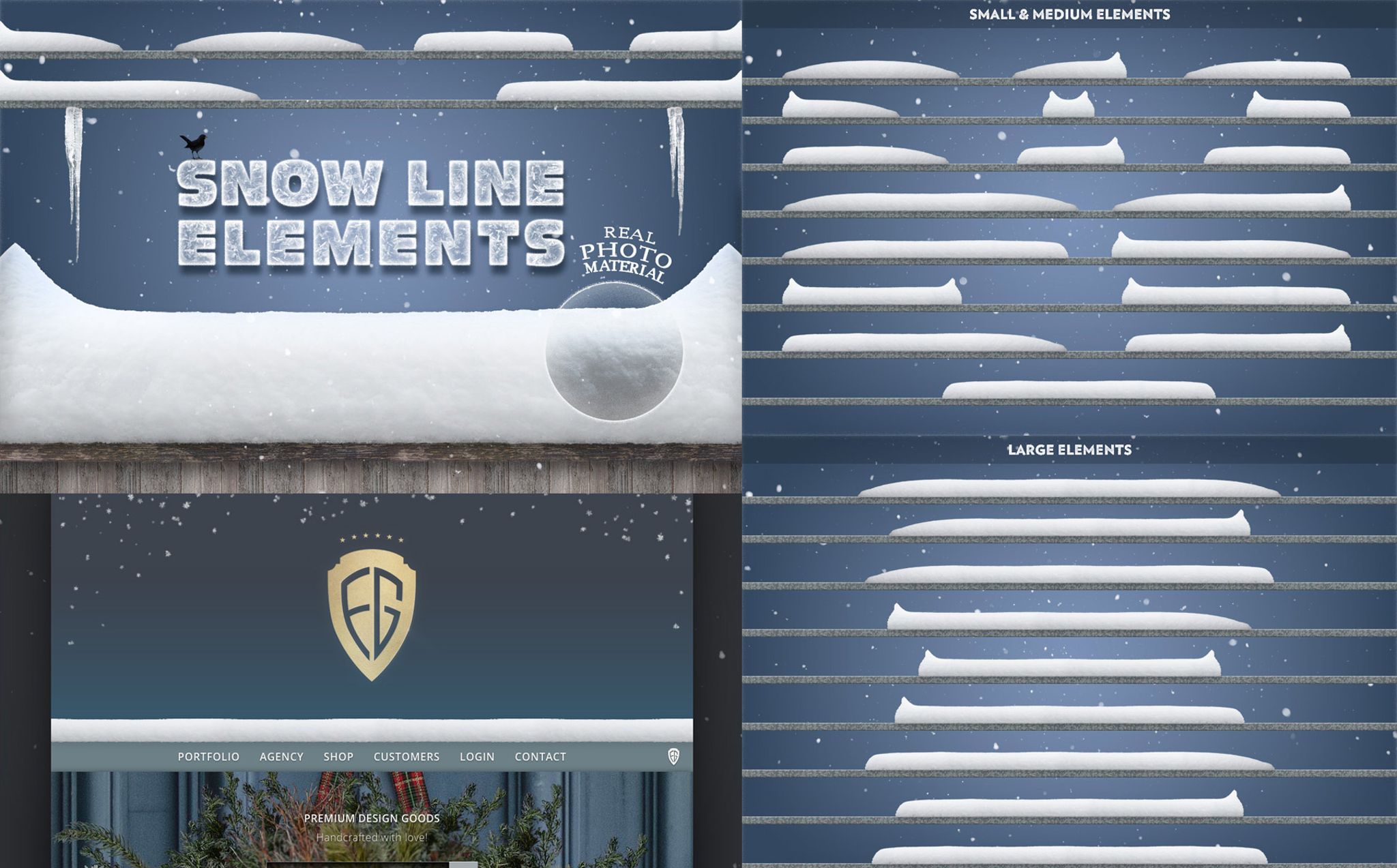 Download Mega Snow and Winter Bundle UI Elements - UI элементы на тему ...