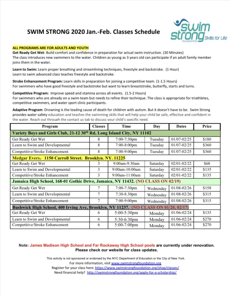 Registration for Jan/ Feb Classes is Open, let's go. - Swim Strong ...