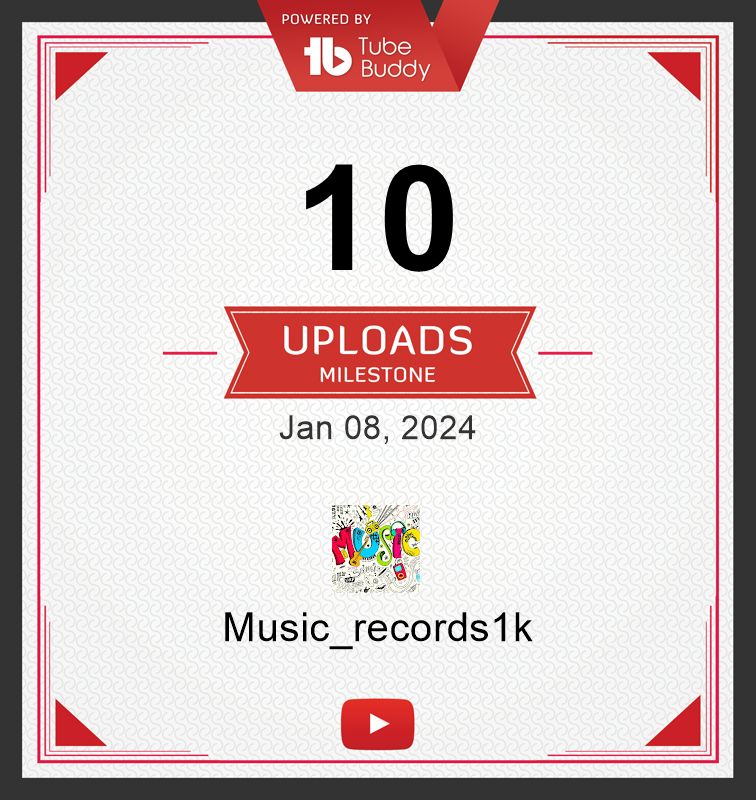 10 Uploads Milestone! via @TubeBuddy