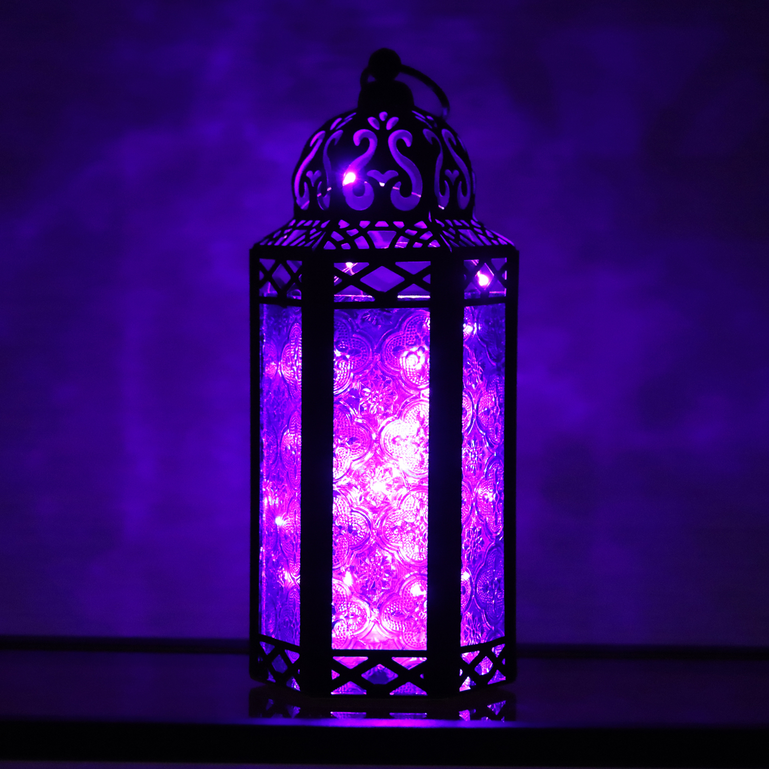 Purple Candle Lanterns with LED Fairy Lights